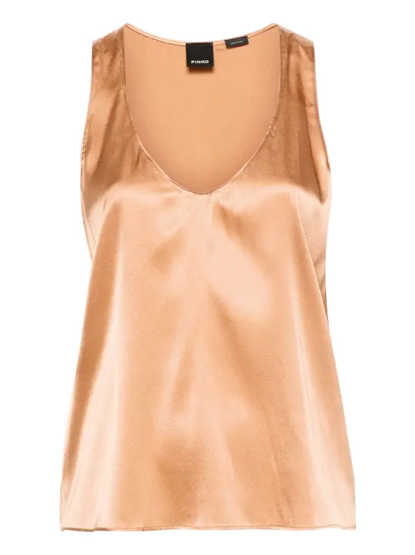 Pinko Marzemino Silk-blend Tank Top - Brown