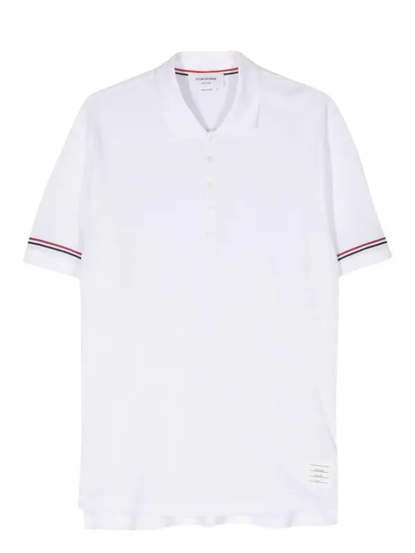 Thom Browne Rwb-stripe Fine-knit Polo Shirt - White