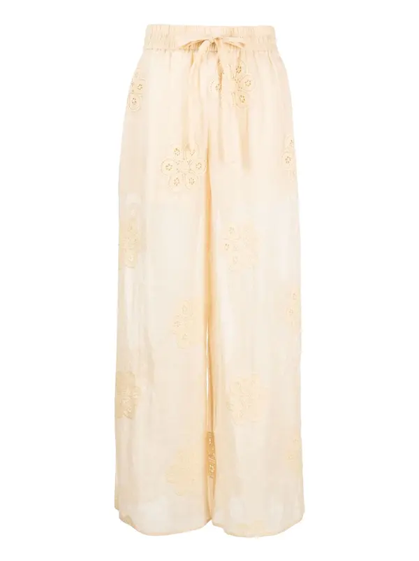 Zimmermann Acadian Floral-embroidered Trousers - Yellow
