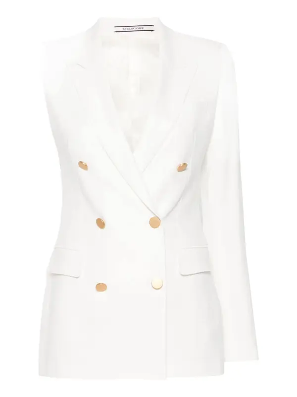 Tagliatore Double-breasted Twill Blazer - White