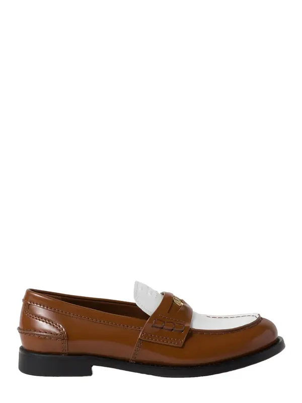 Miu Miu Leather Penny Loafers - Brown