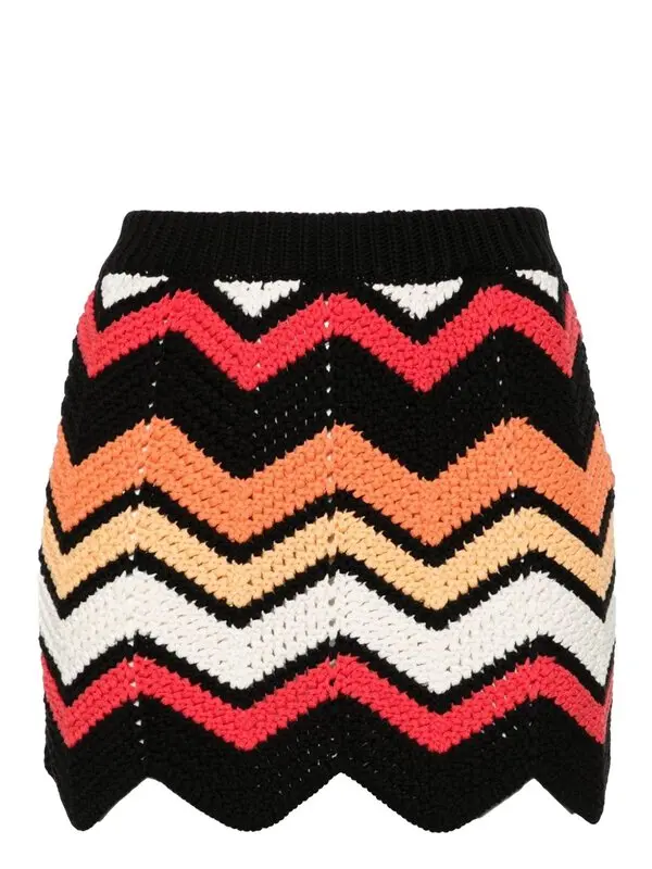 Alanui Chevron-knit Miniskirt - Black