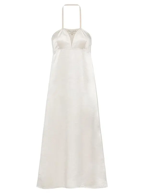 Prada Satin Slip Dress With Sheer Paneling - Neutrals