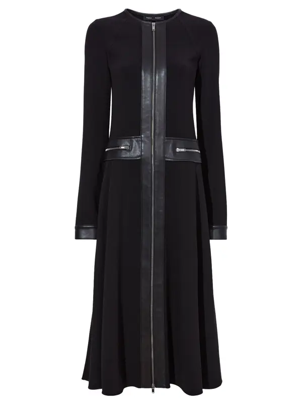 Proenza Schouler Faux-leather Trim Midi Dress - Black