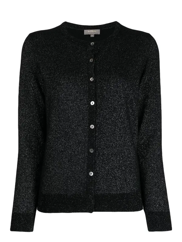 N.peal Fine-knit Lurex Cardigan - Black