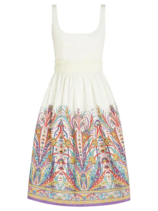 Etro Printed Midi Dress - White