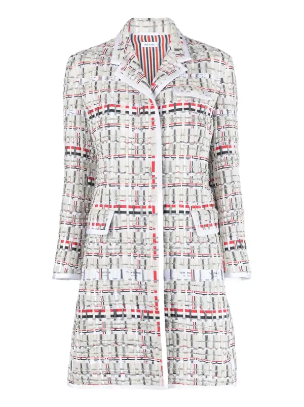 Thom Browne Single-breasted Tweed Coat - Neutrals