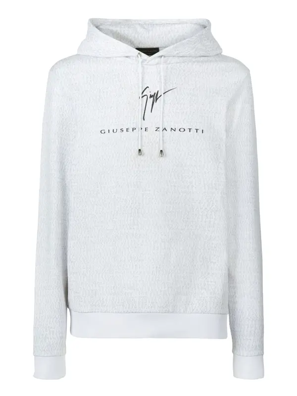 GIUSEPPE ZANOTTI Optical Logo Print Cotton Hoodie - White