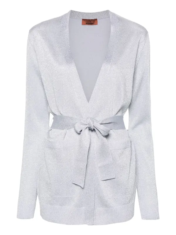 Missoni Metallic-threading Belted Cardigan - Silver