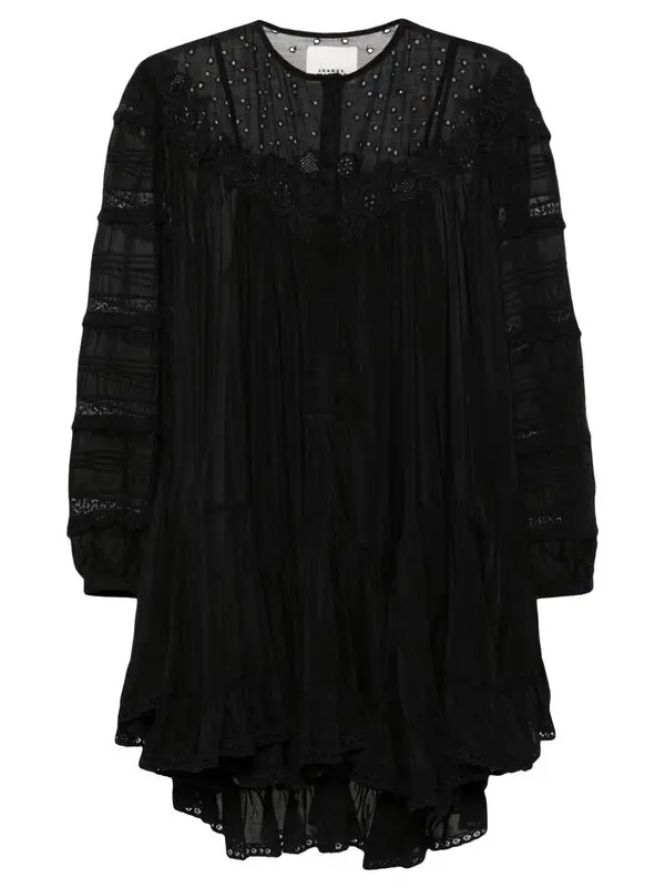 Isabel Marant Gyliane Broderie-anglaise Midi Dress - Black