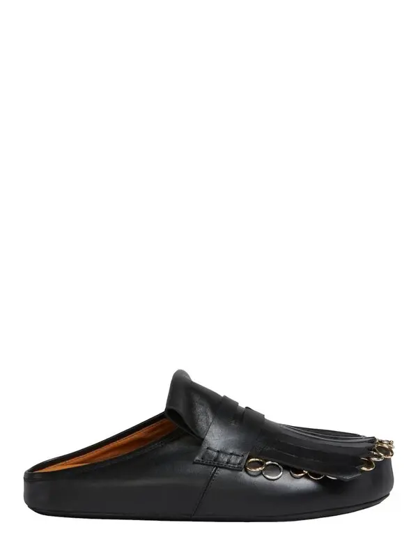 Marni Fringed Leather Sandals - Black