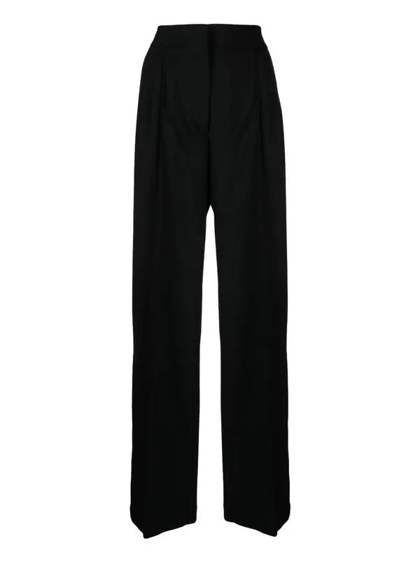 Maison Kitsuné Pleated Wool-blend Wide-leg Trousers - Black