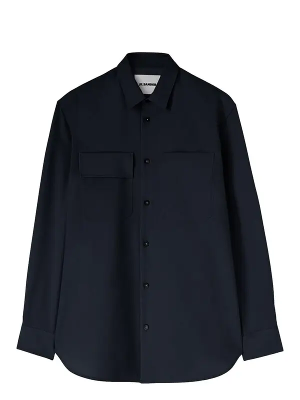 JIL SANDER Long-sleeved Wool Shirt - Blue