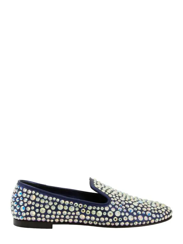 GIUSEPPE ZANOTTI Evangeline Rhinestone-embellished Loafers - Blue