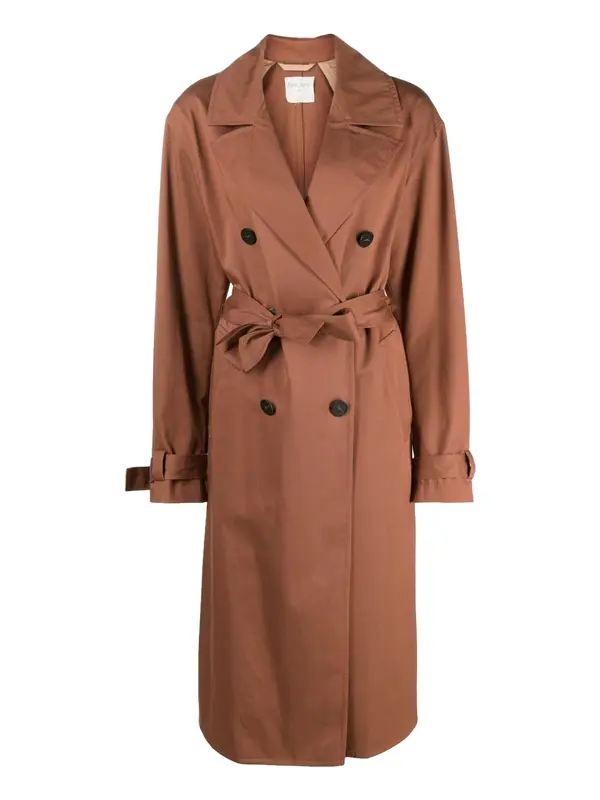 FORTE_FORTE Double-breasted Belted Cotton Trench Coat - Brown