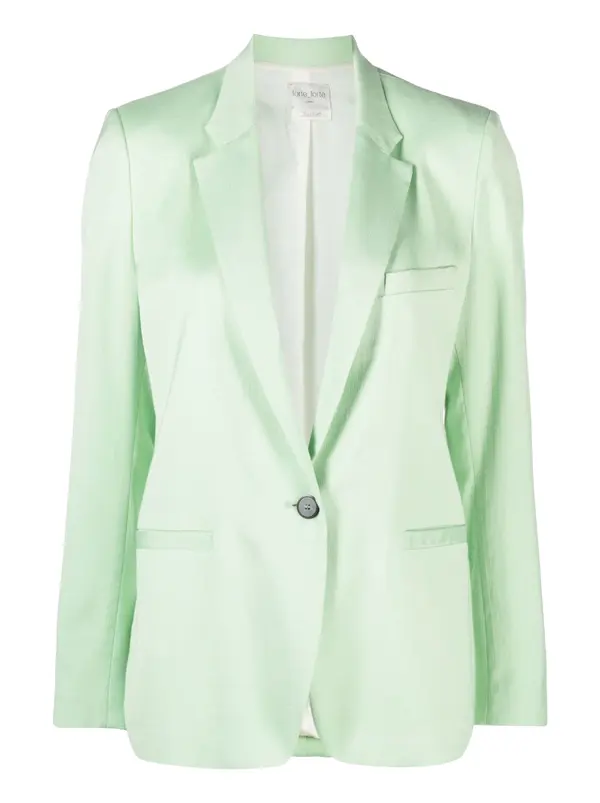 FORTE_FORTE Single-breasted Satin Blazer - Green