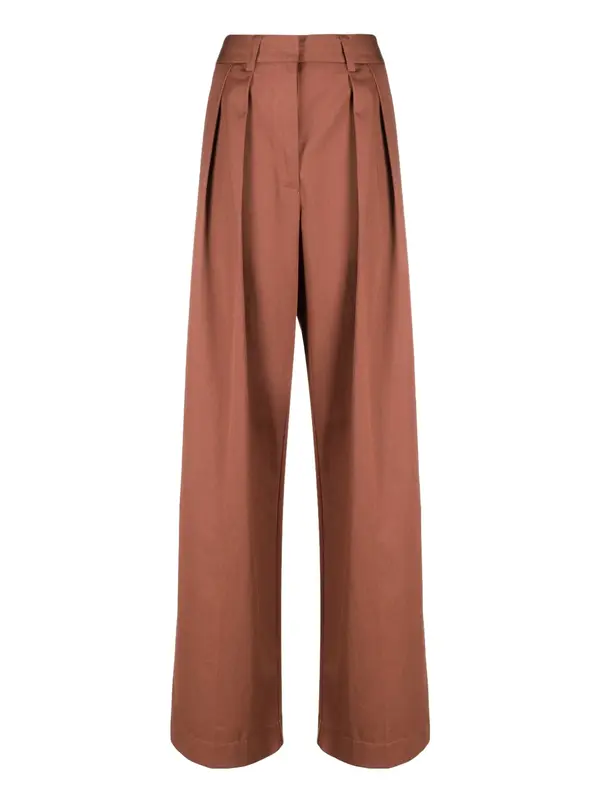 FORTE_FORTE Pleated Wide-leg Trousers - Brown