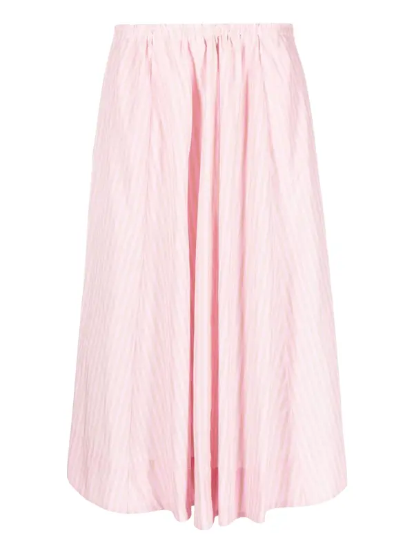 FORTE_FORTE Horizontal-stripe Cady Flared Skirt - Pink