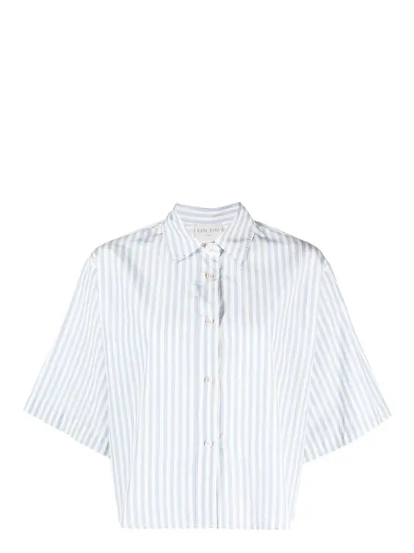 FORTE_FORTE Striped Cropped Shirt - Blue