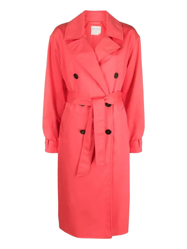 FORTE_FORTE Double-breasted Belted Trench Coat - Pink