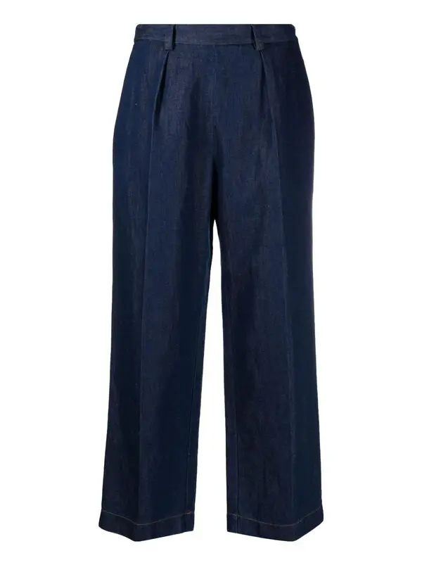 FORTE_FORTE Inverted-pleat Cropped Jeans - Blue