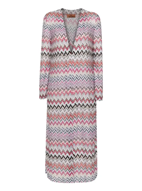 Missoni Open-front Chevron Long-length Cardigan - Pink