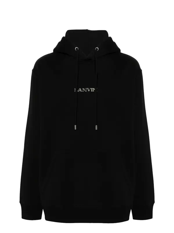 LANVIN Logo-embroidered Hoodie - Black