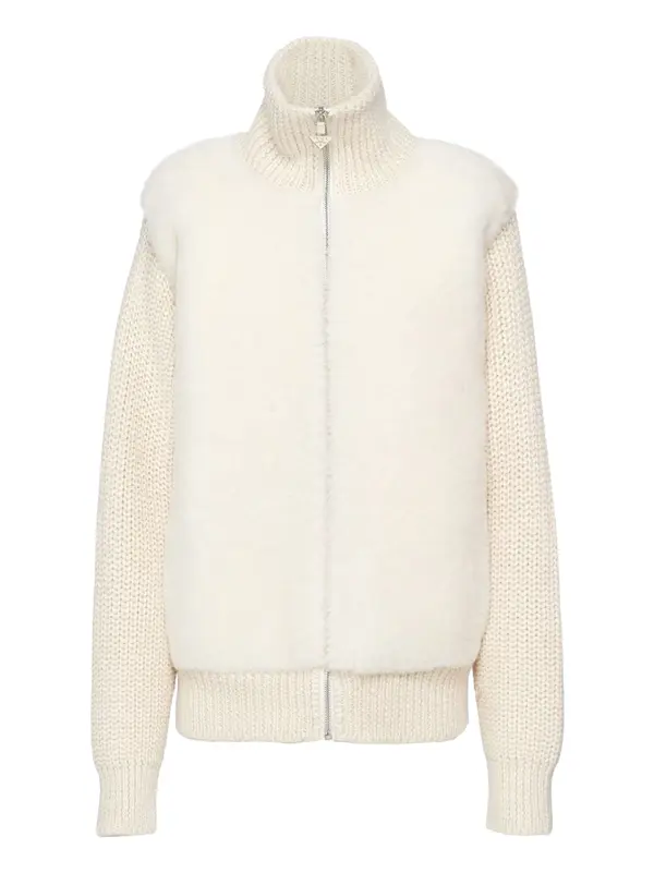 Prada Alpaca Zip-up Cardigan - Neutrals