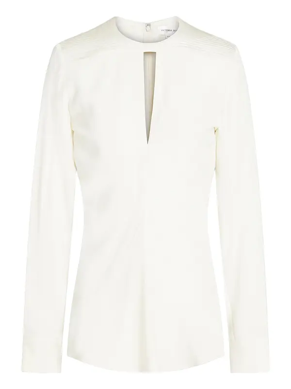 Victoria Beckham Cutout Satin-crepe Top - Ivory