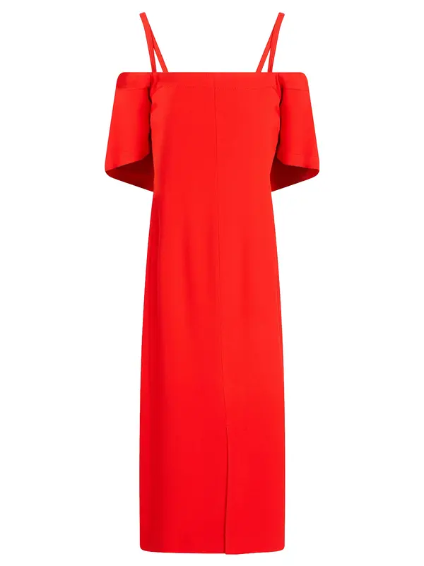 Victoria Beckham Cold-shoulder Crepe Midi Dress - Tomato Red
