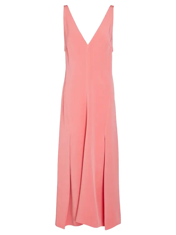 Victoria Beckham Pleated Satin-crepe Midi Dress - Pink