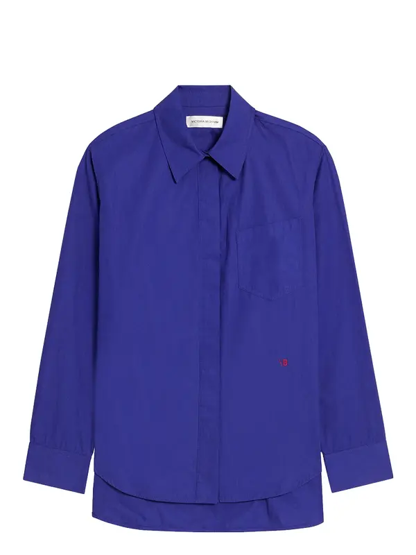 Victoria Beckham Cutout Cotton-poplin Shirt - Purple