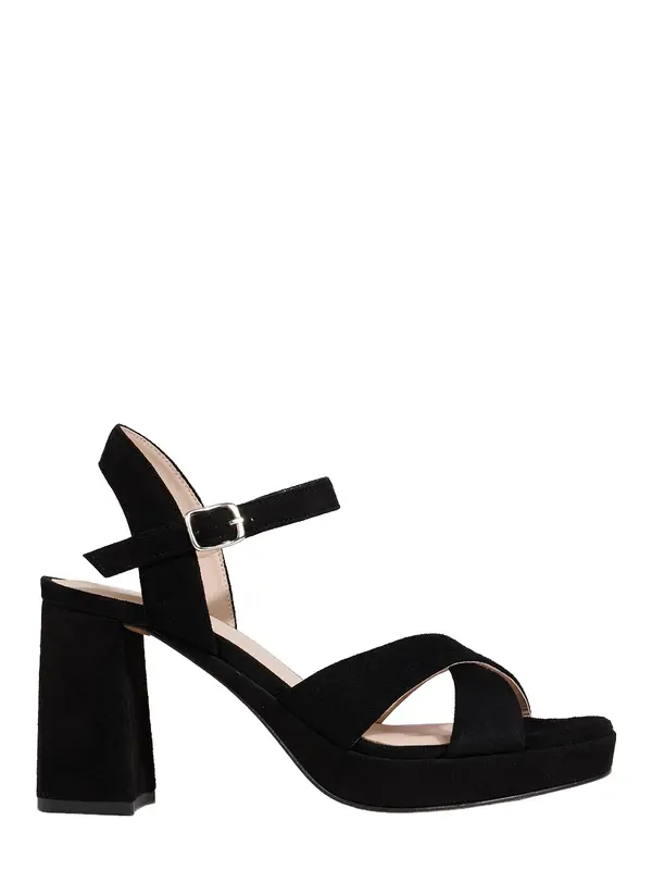 Iris & Ink Estelle Suede Platform Sandals - Black