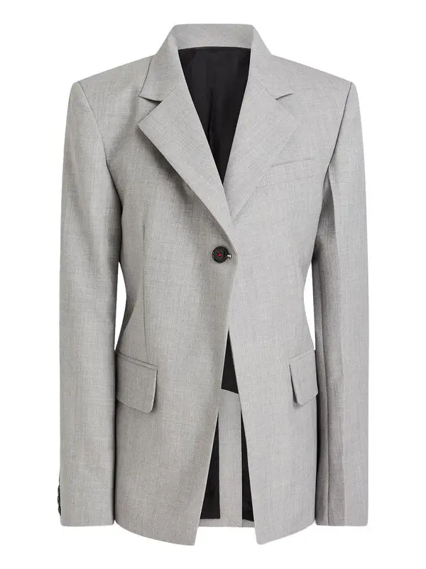 Victoria Beckham Wool Blazer - Light Gray