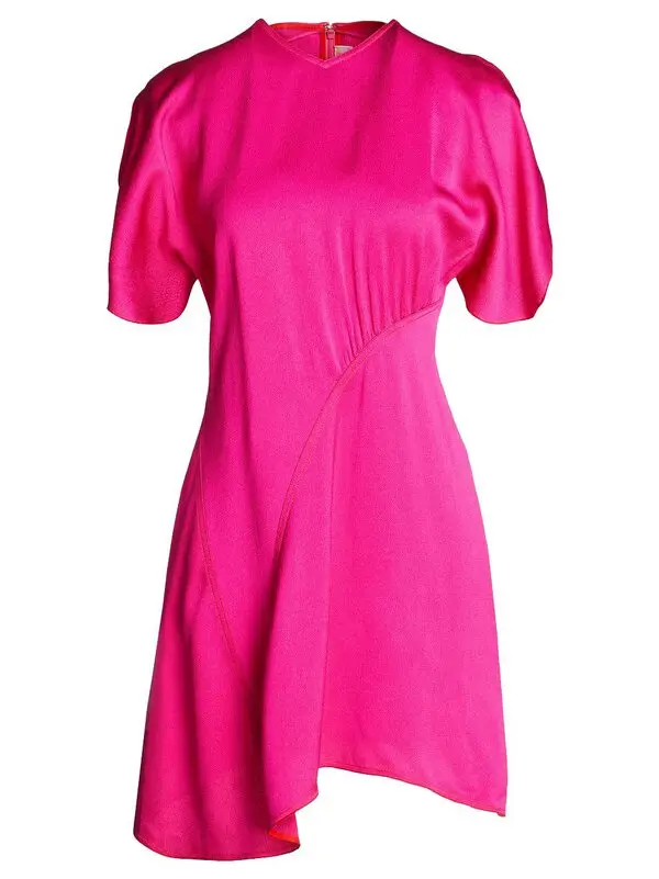 Victoria Beckham Asymmetric Satin-crepe Mini Dress - Fuchsia