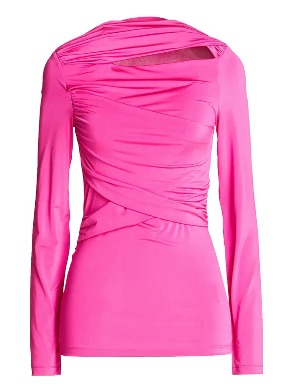 Victoria Beckham Cutout Draped Top - Bright Pink