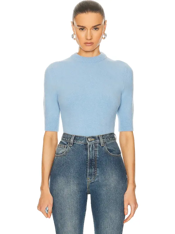 Alaïa Cropped Jumper Sweater - Ciel