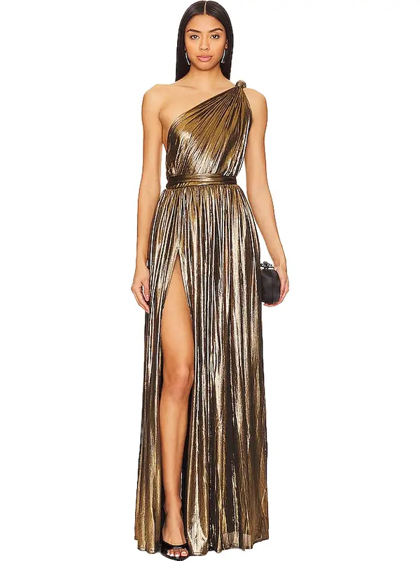 BRONX AND BRONCO Goddess One Shoulder Gown - Gold