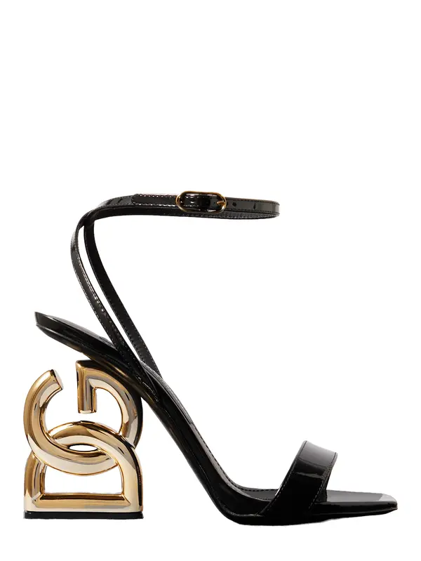 Dolce & Gabbana Keira Embellished Patent-leather Sandals - Black