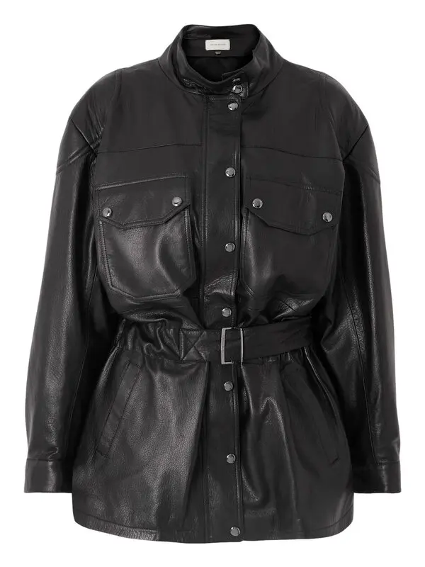 Magda Butrym Belted Leather Jacket - Black