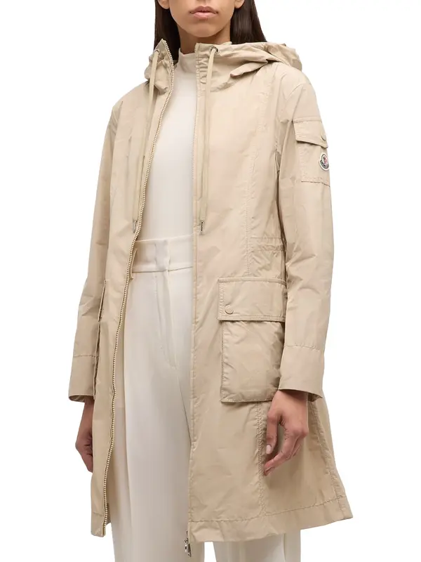 Moncler Laerte Long Parka Jacket - Beige
