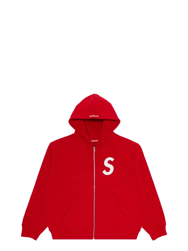 Supreme S Logo Zip Up Hooded Sweatshirt - Red