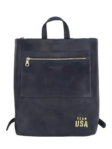 PARKER CLAY Team Usa Miramar Leather Backpack - Navy