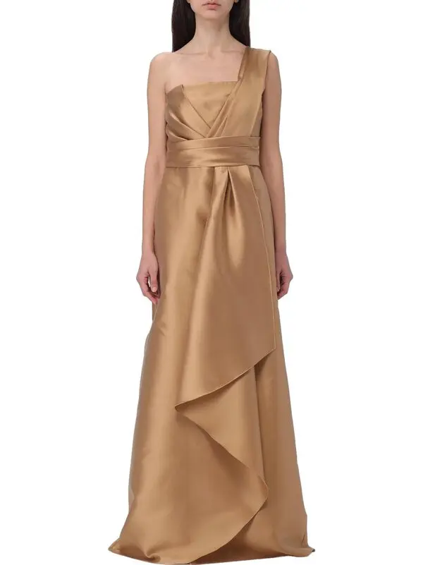 Alberta Ferretti One-shoulder Gown With Draped Skirt - Beige