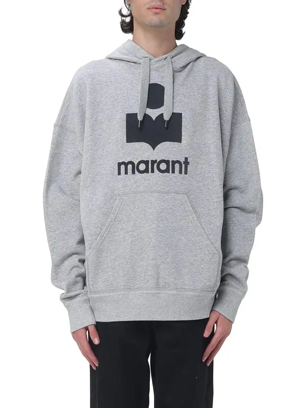 Isabel Marant Étoile Relaxed Fit Hoodie In Cotton With Contrast Logo - Grey