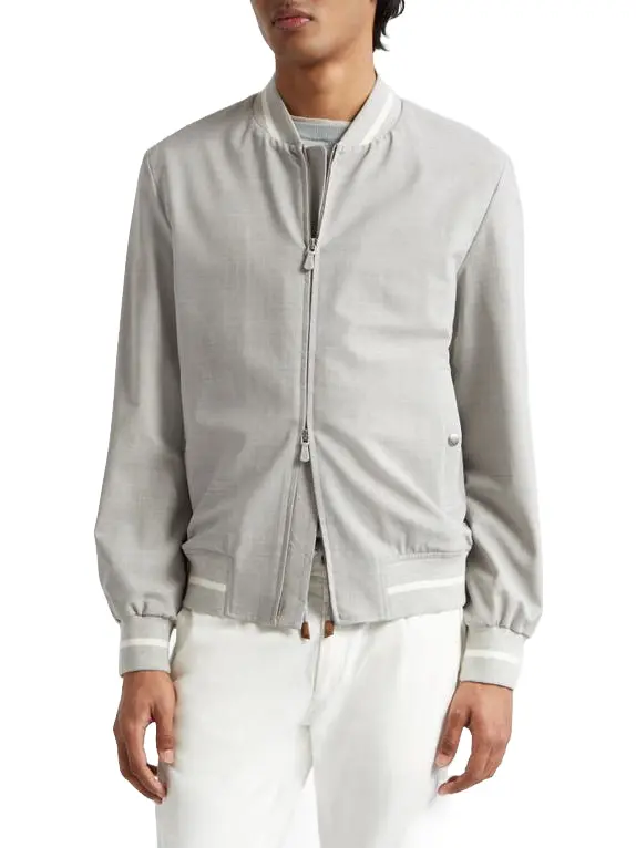 Eleventy Stretch Wool Bomber Jacket - Gray