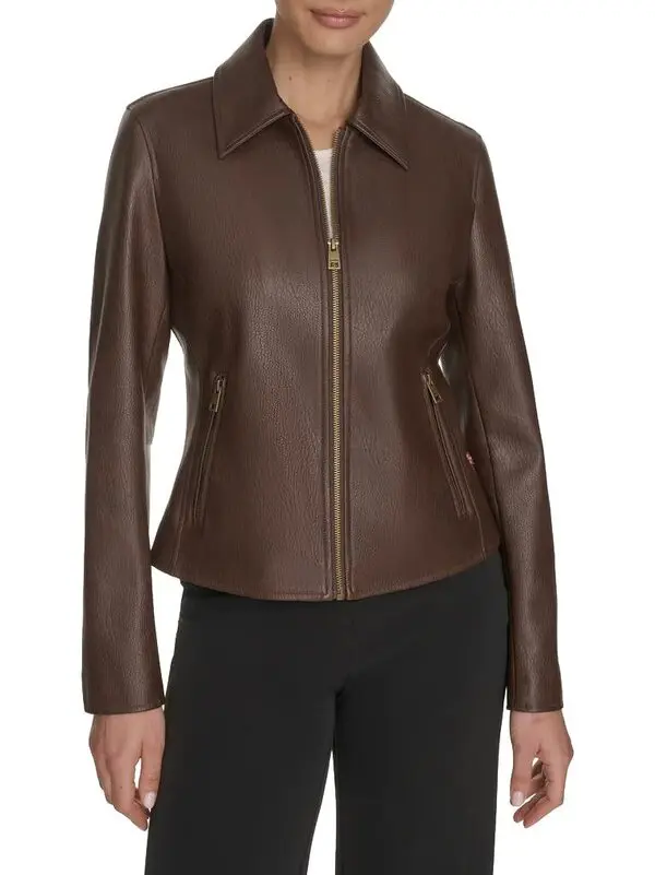 LEVI'S Racer Faux Leather Jacket - Dark Brown