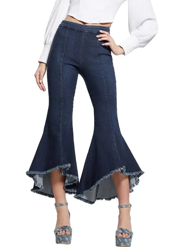 Guess Sofia 1981 Frayed Ankle Flare Jeans - Blue