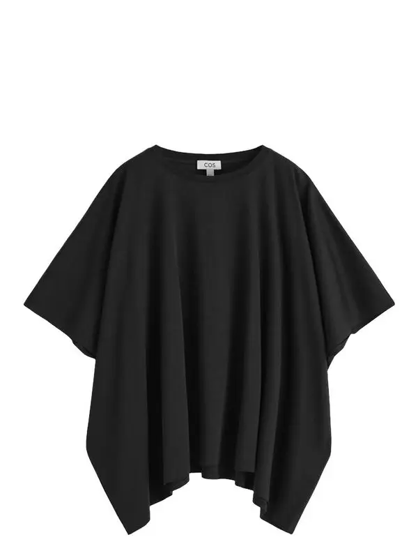Cos Oversized Batwing-sleeve Silk Shirt - Black