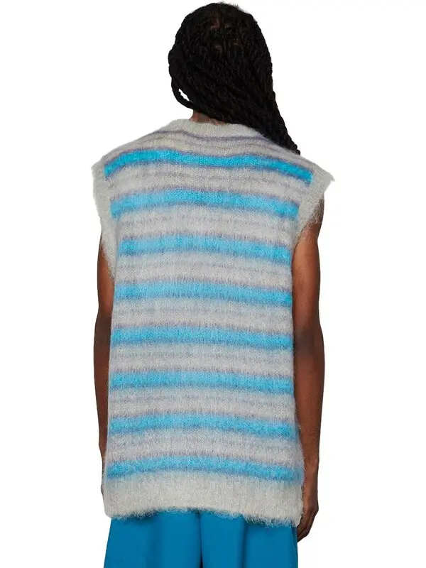 Marni Striped Mohair-blend Vest - Titanium